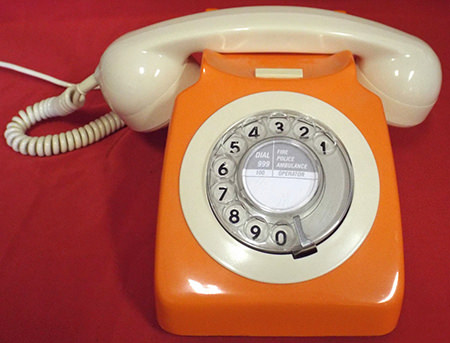 Charity Vintage: Orange rotary dial telephone - H is for Home